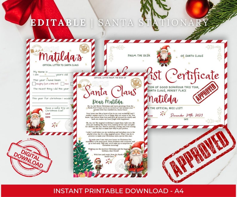 EDITABLE Letter From Santa Printable Christmas Stationary - Etsy