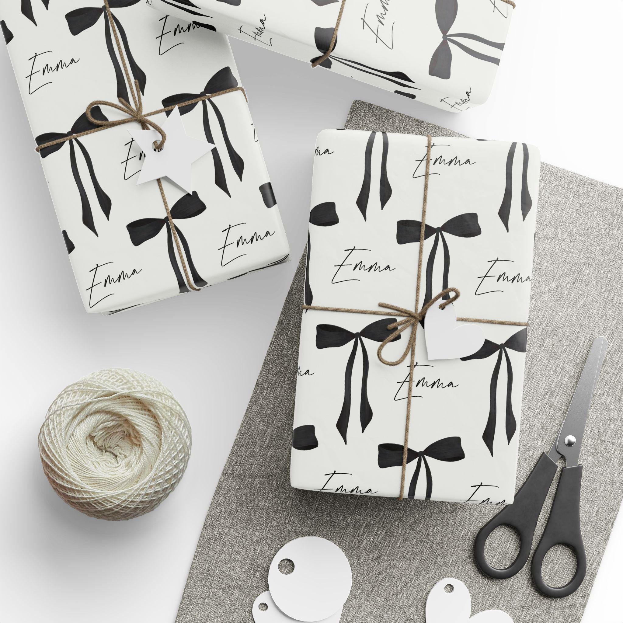 Personalized Wrapping Paper Roll, Black Bow Design, Gift Wrap for Her ...