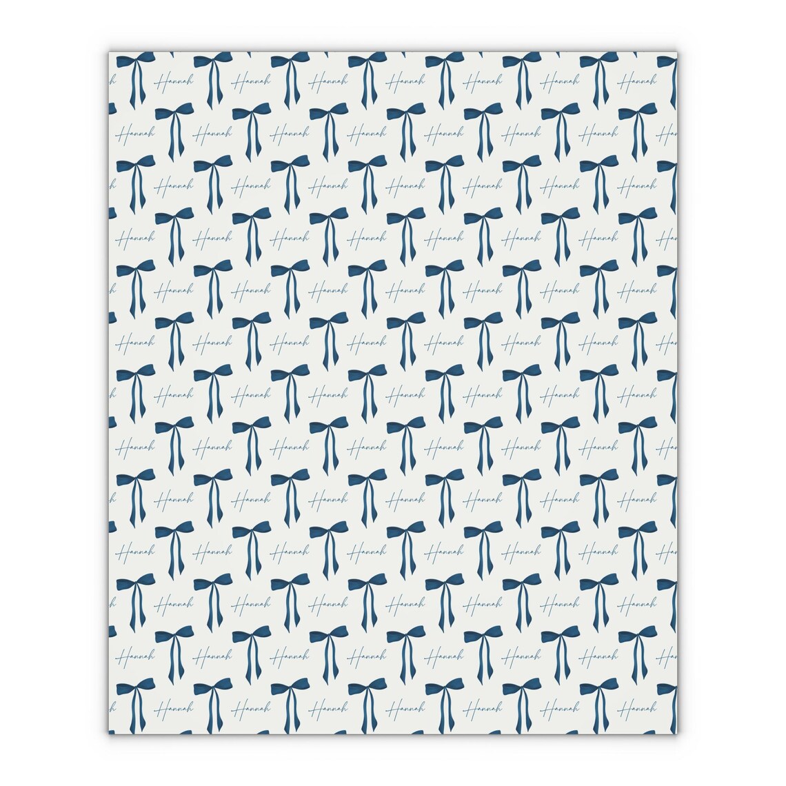 Wrapping Paper Roll, Blue Bow Design, Personalized Gift Wrap for Her ...