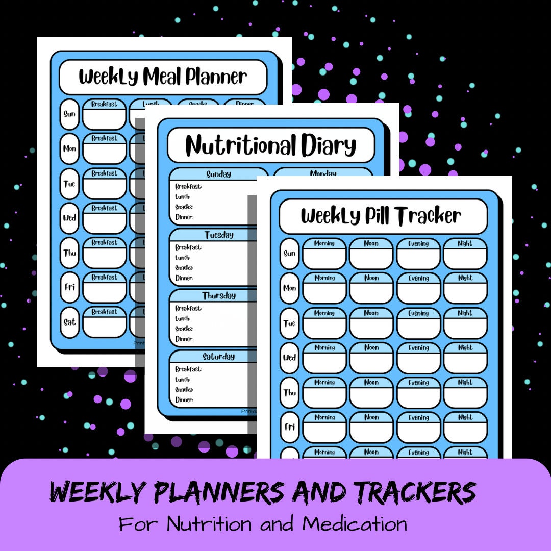 Blue Menu Planning Binder Pack, 11 Page Bundle for Quick and Easy Meal ...