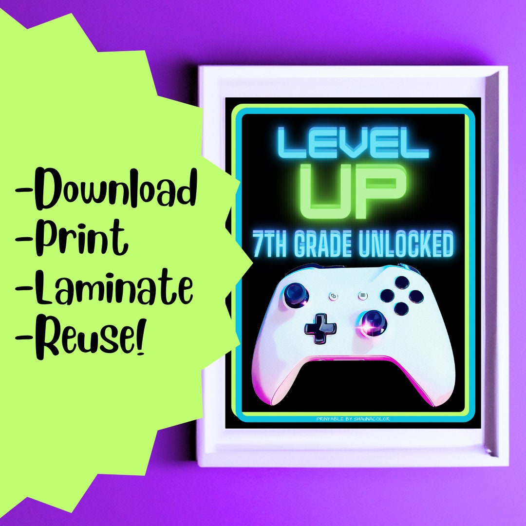 First Day of School Sign for Gamer Kids Level Up Seventh - Etsy