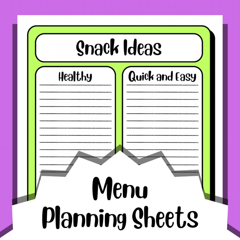 Lime DIY Menu Planner, Printable 3 Page Bundle for Quick and Easy Meal ...
