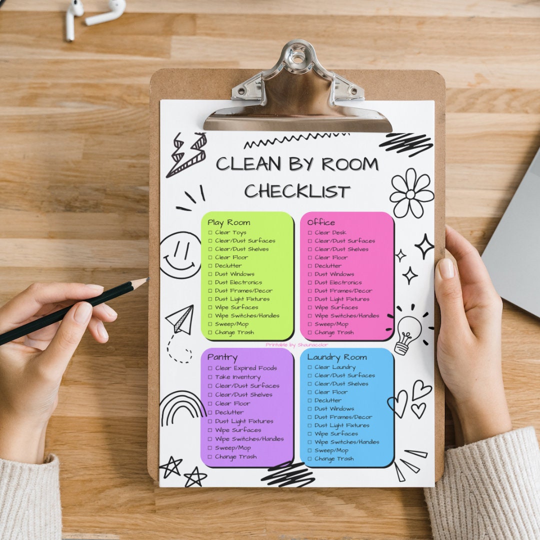 Cleaning Checklist for Beginners Room Cleaning Schedule for Home ...