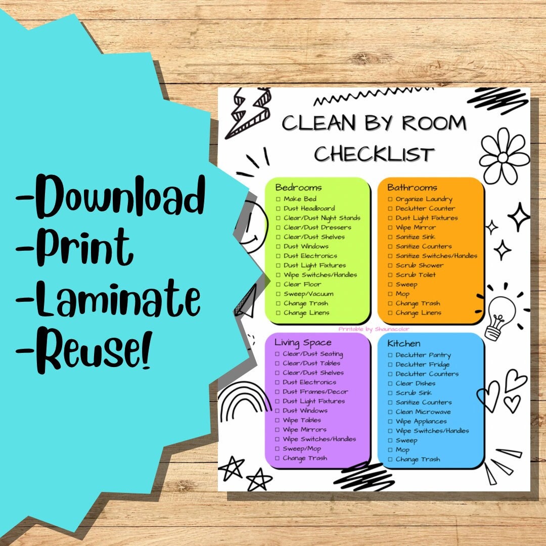 Clean By Room Checklist 1 For Quick Productivity In High Etsy clean-by-room-checklist-1-for-quick-productivity-in-high-etsy