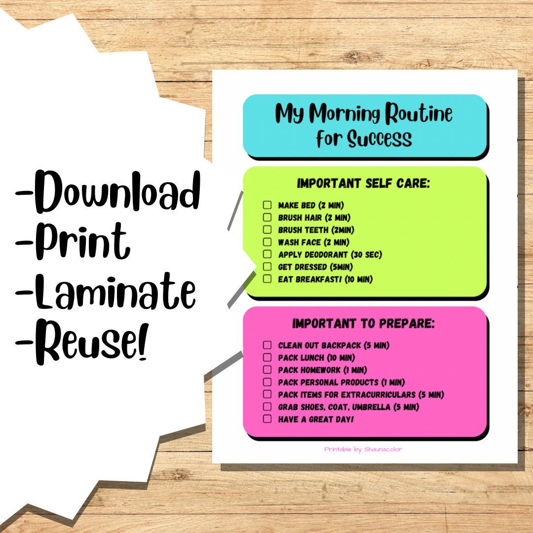 Morning Routine for Teen and Pre-teen Girls, Great for Parents Teaching ...