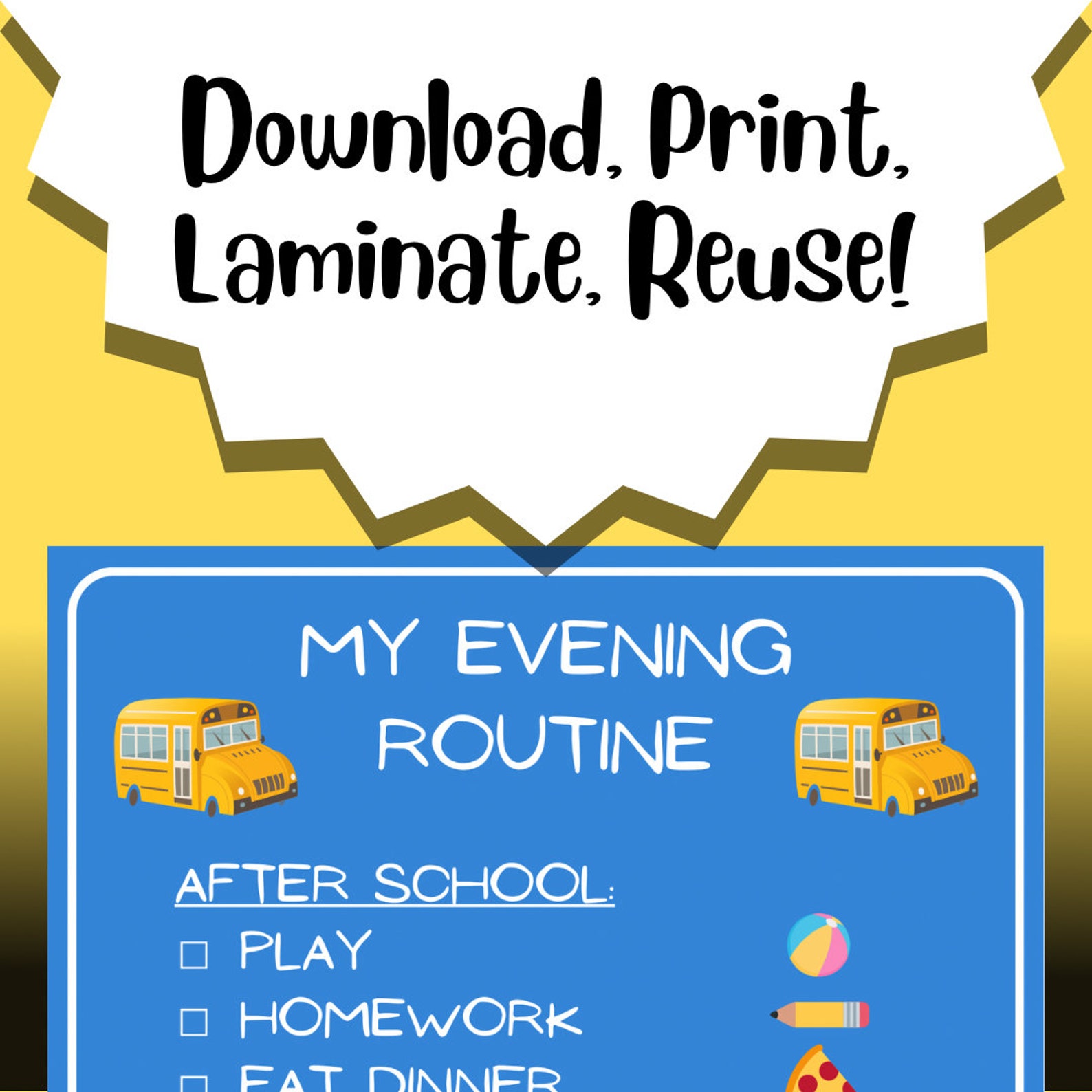 Kids Daily ADHD Routine Planner, Childrens Everyday Self Care Checklist ...