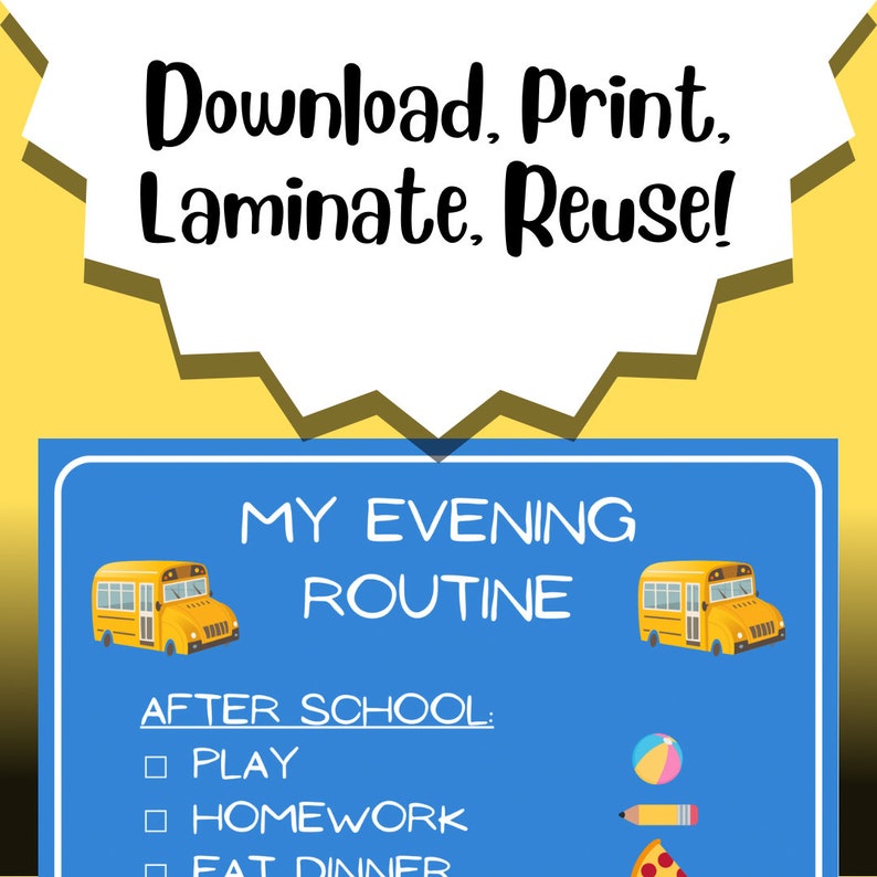 Kids ADHD Friendly Routine Checklists, 2 Page Printable Planner for ...