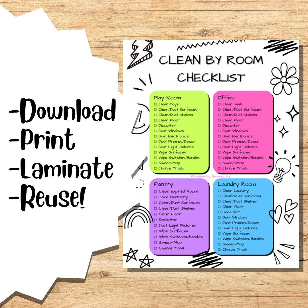 Cleaning Checklist for Beginners Room Cleaning Schedule for Home ...