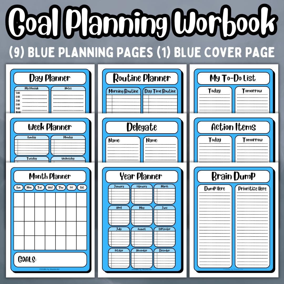 Goal Planning Workbook, Cute and Colorful Minimalist Design Bundle ...