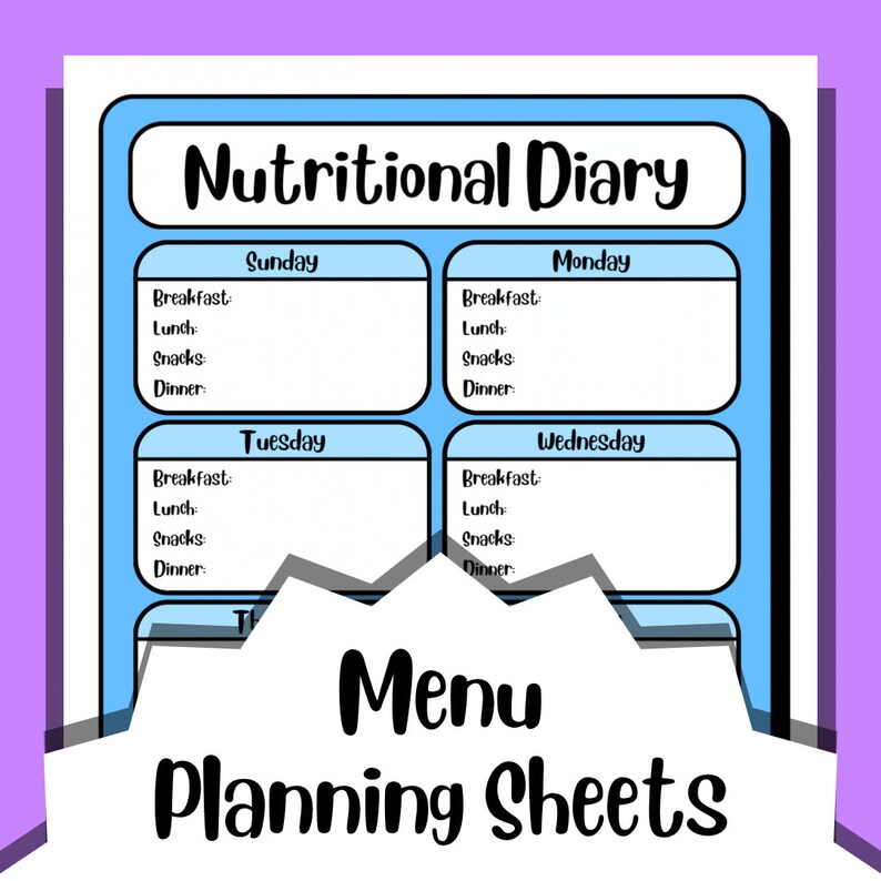Blue Menu Planning Binder Pack, 11 Page Bundle for Quick and Easy Meal ...