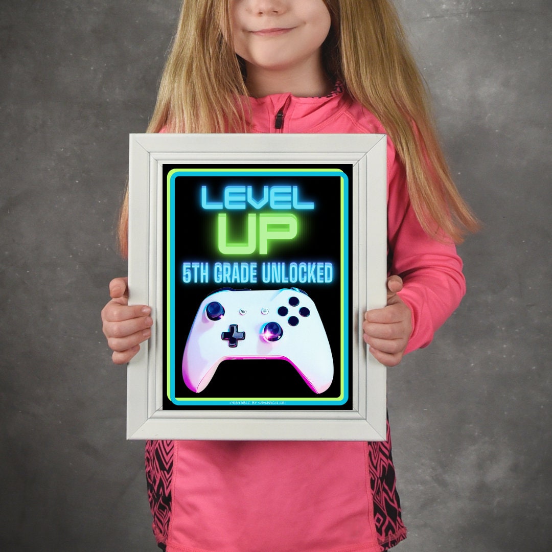 First Day of School Sign, Level up Kindergarten Unlocked, Back to ...