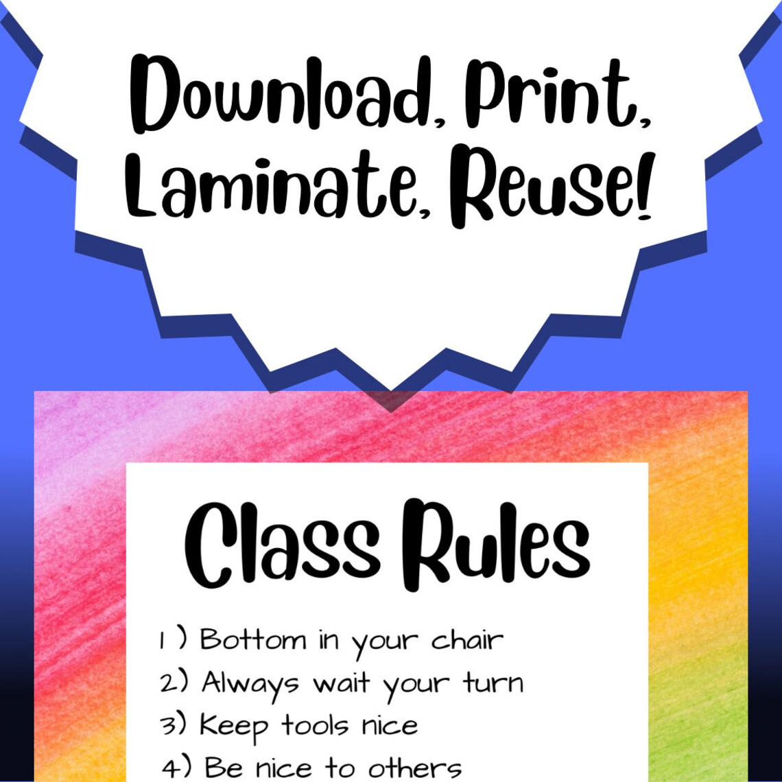 Class Rules Poster, Behavior Management for Kids, Teacher Hacks for ...