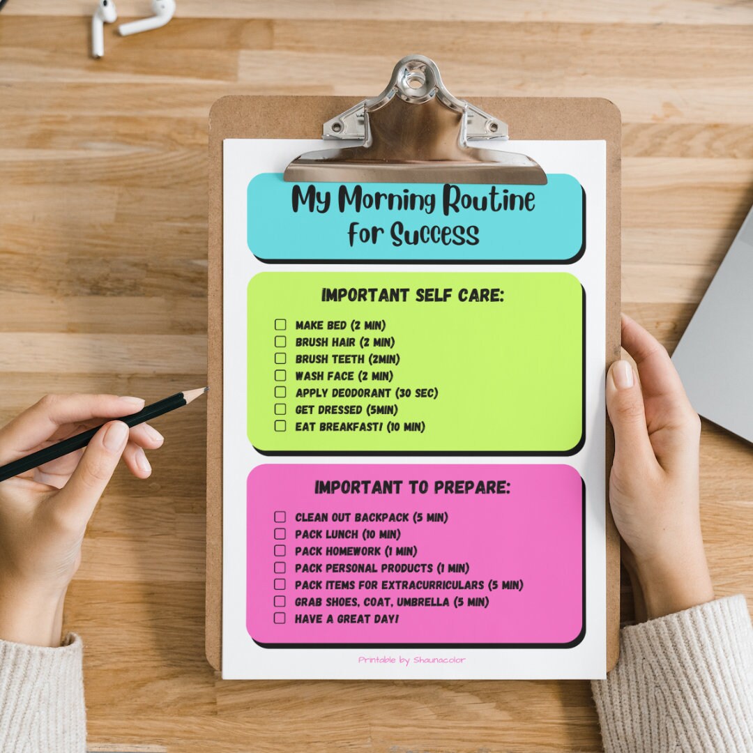 School Routine for Teens Daily School Checklist, Morning and Evening ...