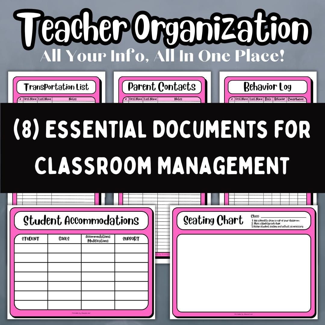Teaching Binder Essentials, 8 Documents in Multiple Colors for Easy ...