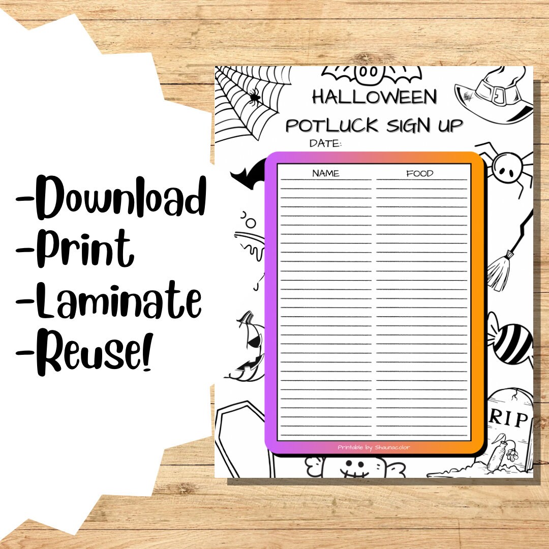 Halloween Themed Potluck Sign up Sheet for Quick and Easy - Etsy UK
