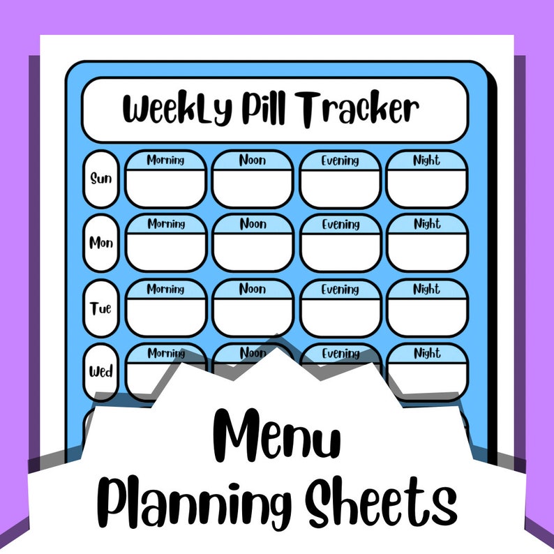 Blue Menu Planning Binder Pack, 11 Page Bundle for Quick and Easy Meal ...