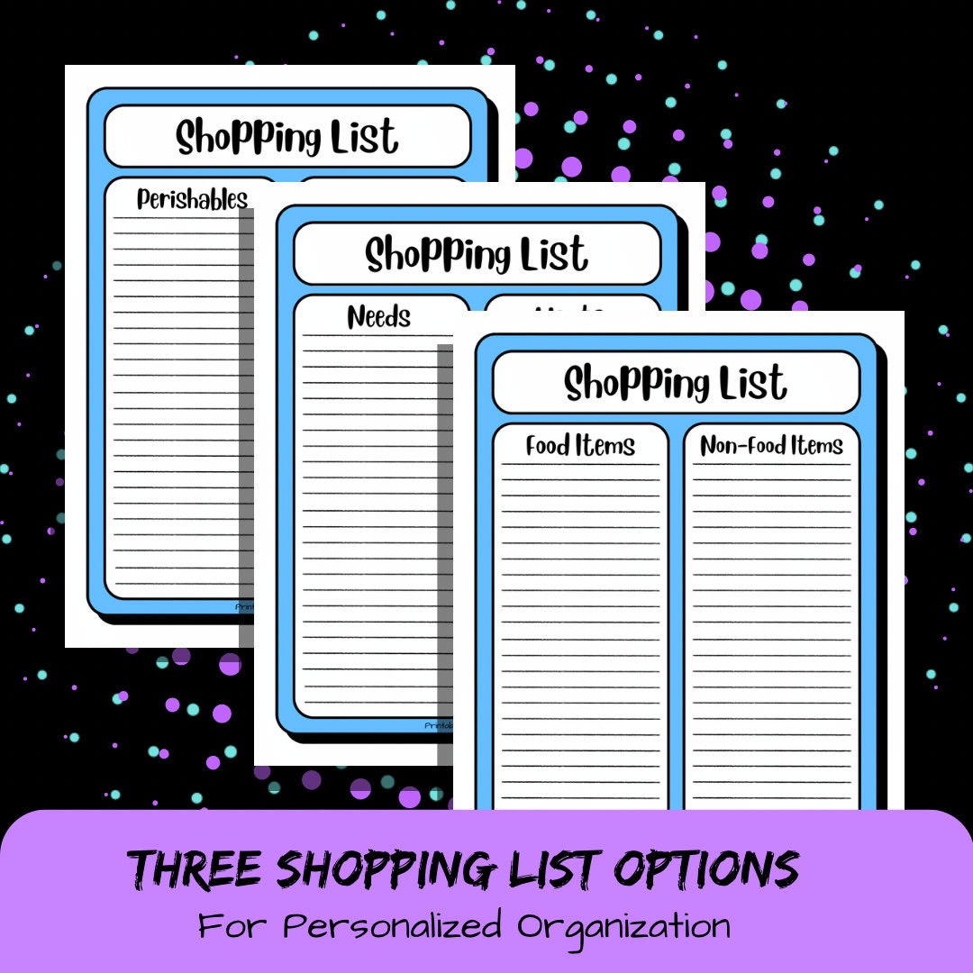 Blue Menu Planning Binder Pack, 11 Page Bundle for Quick and Easy Meal ...