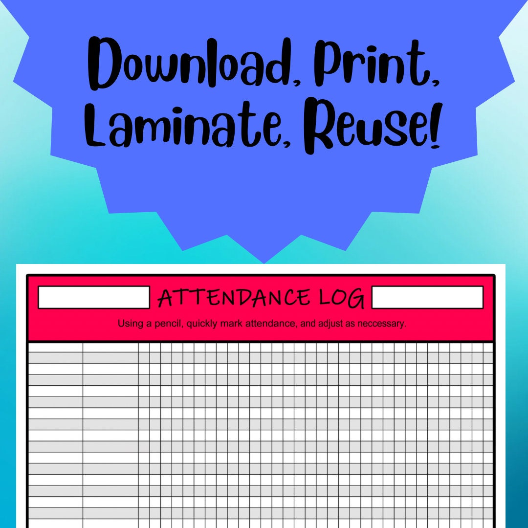 Quick Print Classroom Attendance Sheet for Busy Teachers, Printable PNG ...