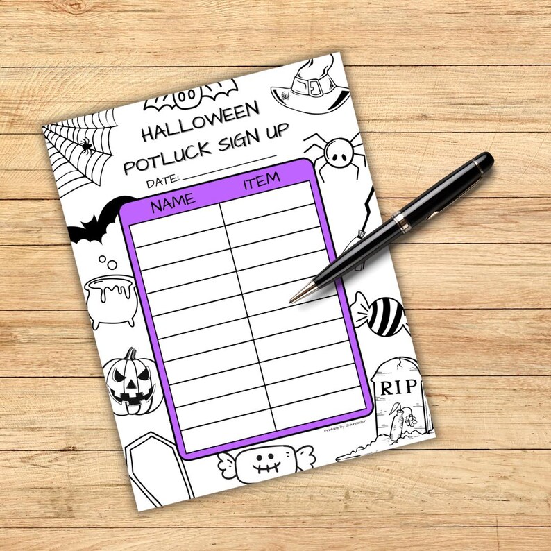 Halloween Potluck Sign up Sheet for Staff Appreciation or Office Party ...