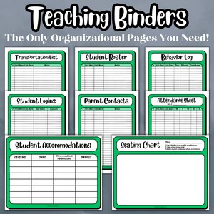 Teaching Binder Essentials, 8 Documents in Multiple Colors for Easy ...