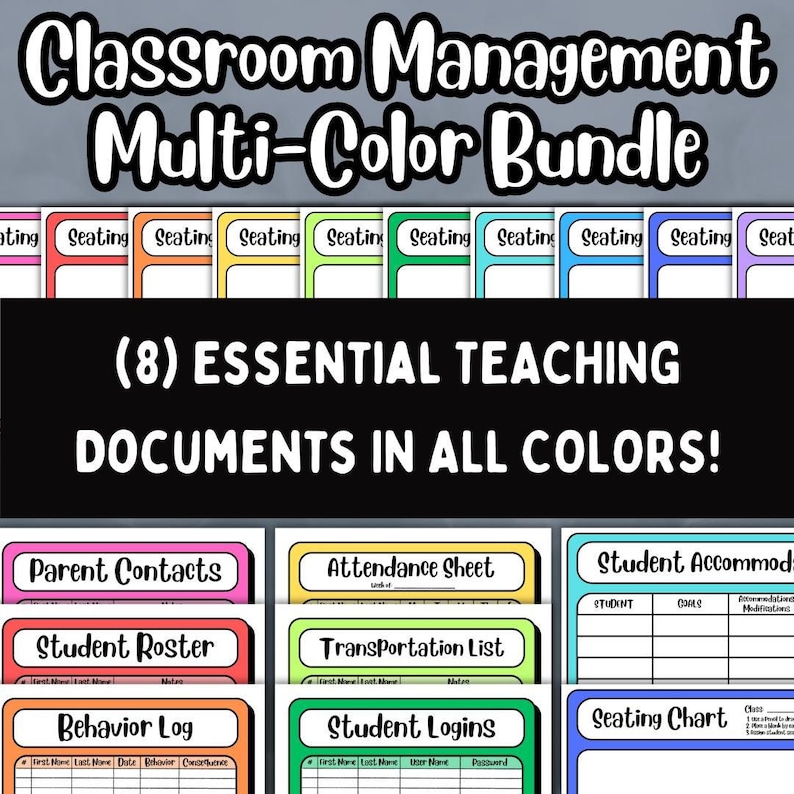 Teaching Binder Essentials, 8 Documents in Multiple Colors for Easy ...