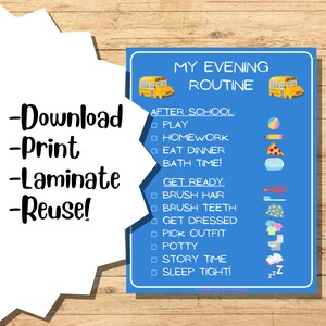 Kids ADHD Friendly Routine Checklists, 2 Page Printable Planner for ...