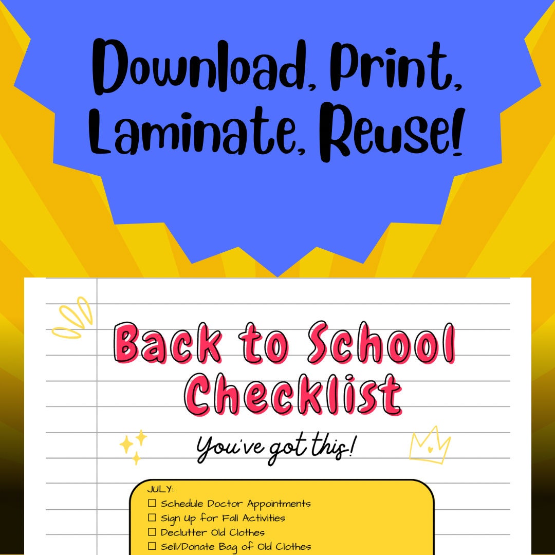 Parents Back to School Checklist for Hassle Free Planning, Printable ...