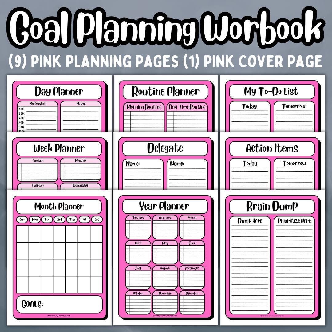 Goal Planning Workbook, Cute and Colorful Minimalist Design Bundle ...