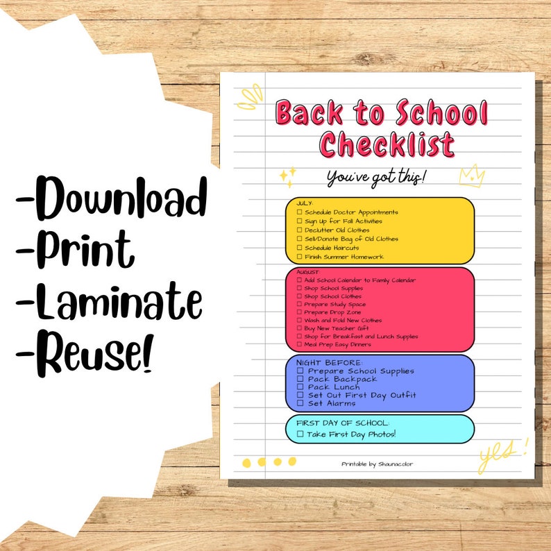 Parents Back to School Checklist for Hassle Free Planning, Printable ...