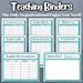 Teaching Binder Essentials, 8 Documents in Multiple Colors for Easy ...
