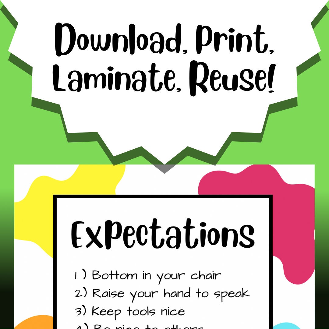 Cute Colorful Classroom Expectations and Consequences Printable Sign ...