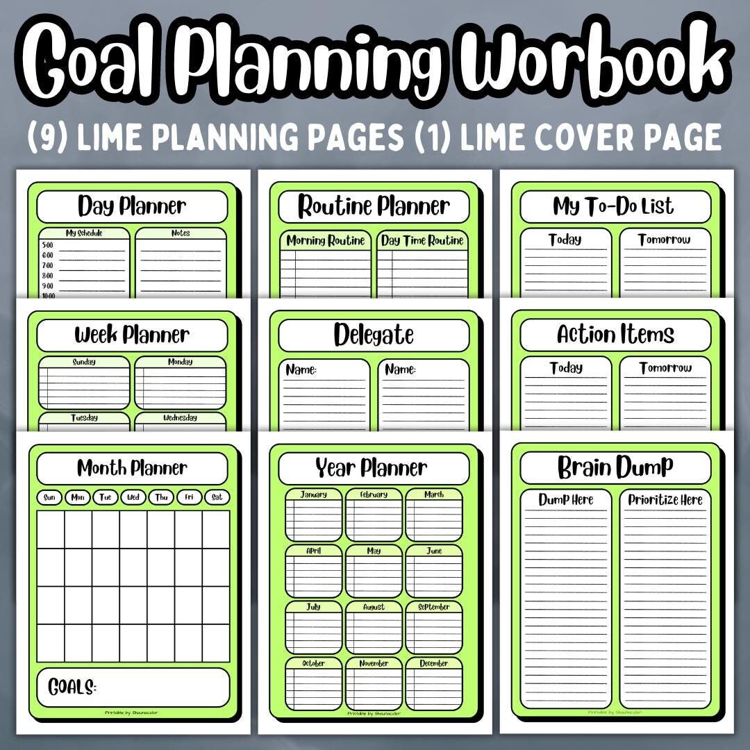 Goal Planning Workbook, Cute and Colorful Minimalist Design Bundle ...