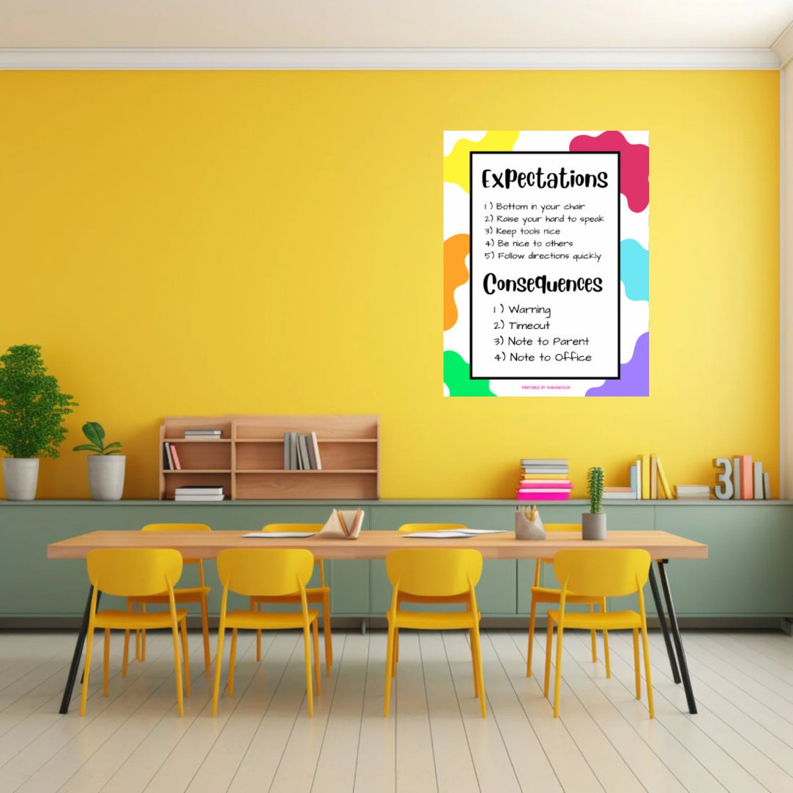 Cute Colorful Classroom Expectations and Consequences Printable Sign ...