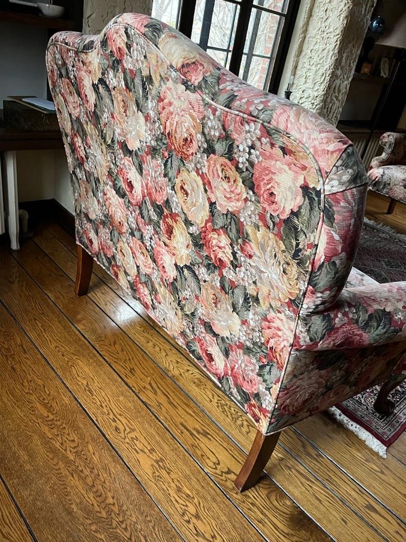 Pretty Vintage Camel Back Loveseats With Claw Feet Ball and High Back ...