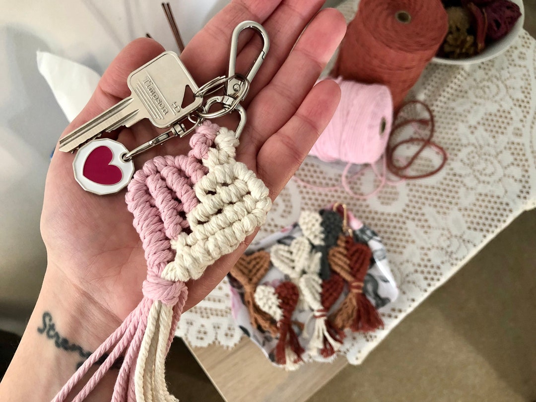 Beautiful Macrame Heart Shaped Keychain - Etsy