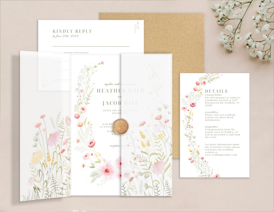 MEADOW Invitation Suite Downloadable Watercolor Wildflower Wedding ...