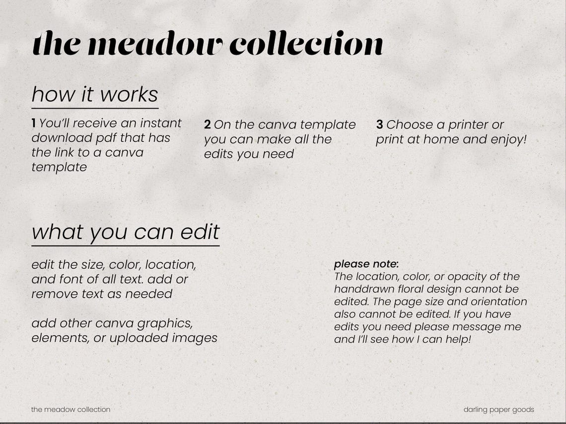 MEADOW - Welcome Sign! Downloadable Watercolor Wildflower Wedding ...