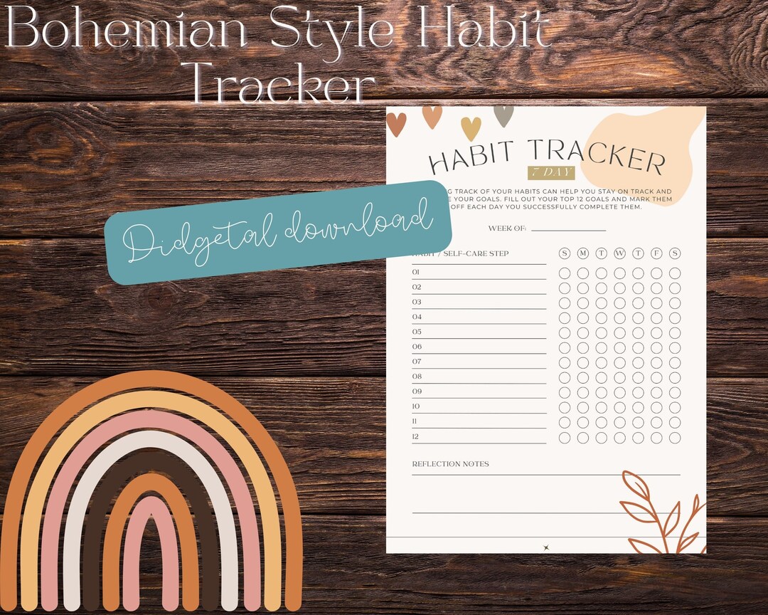 Boho Habit Tracker - Etsy