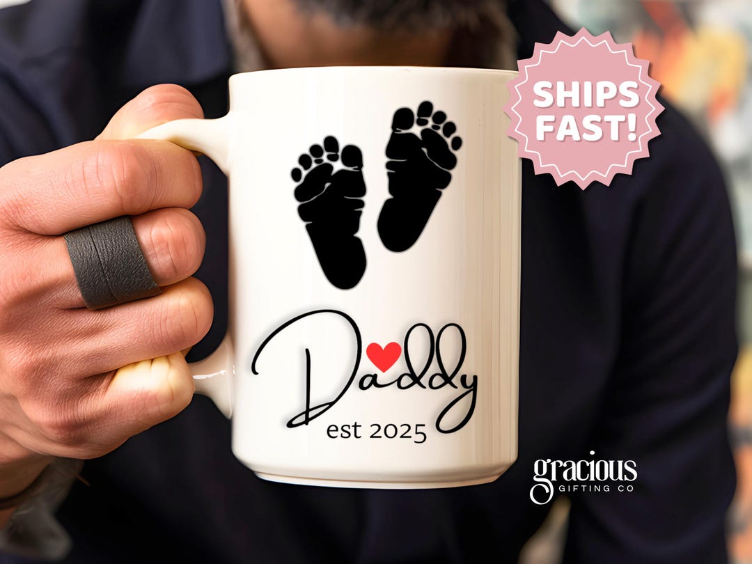 Custom New Dad Gift Baby Footprint Cup, First Father's Day Gift From ...