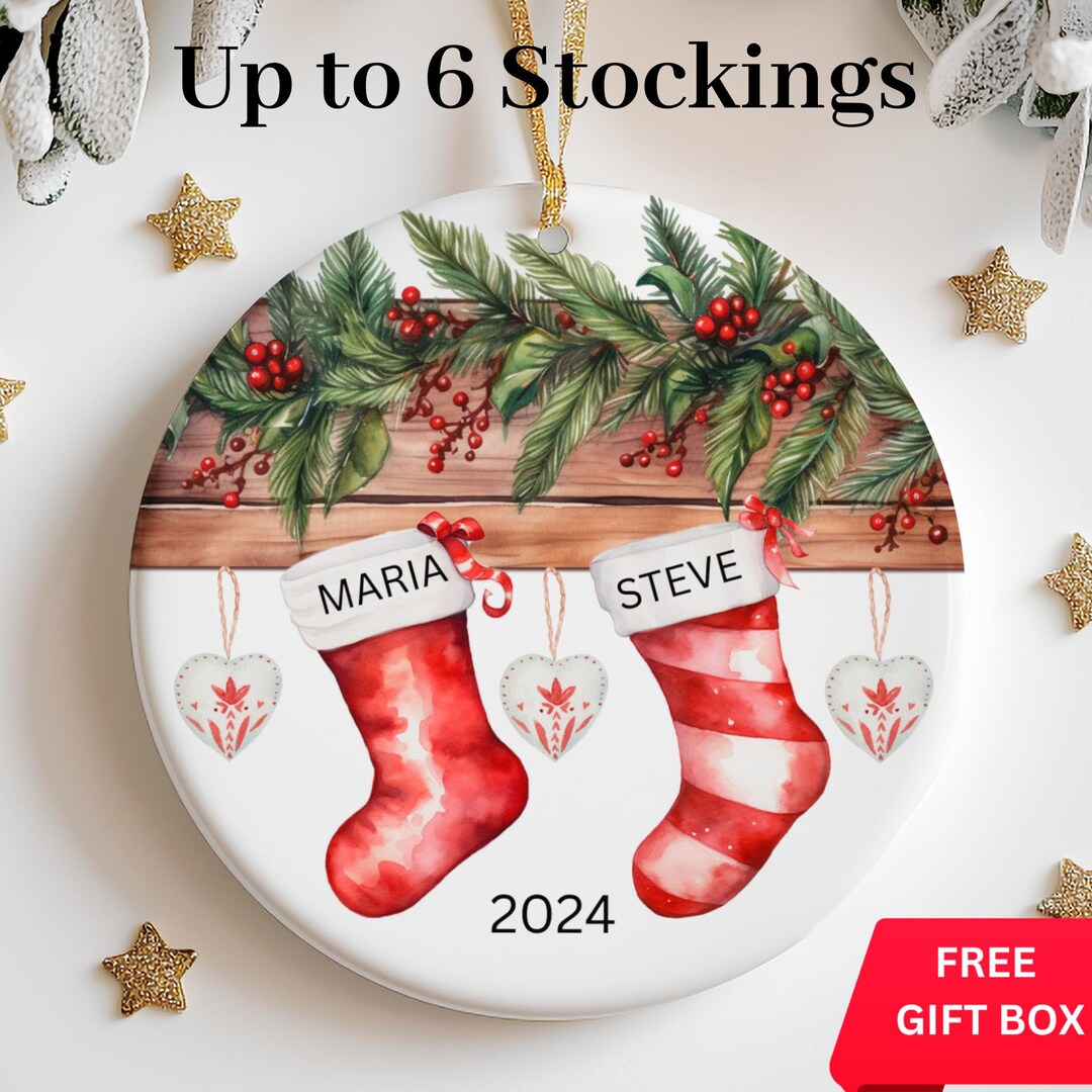 Custom Family Christmas Stockings Ornament - First Christmas Together ...