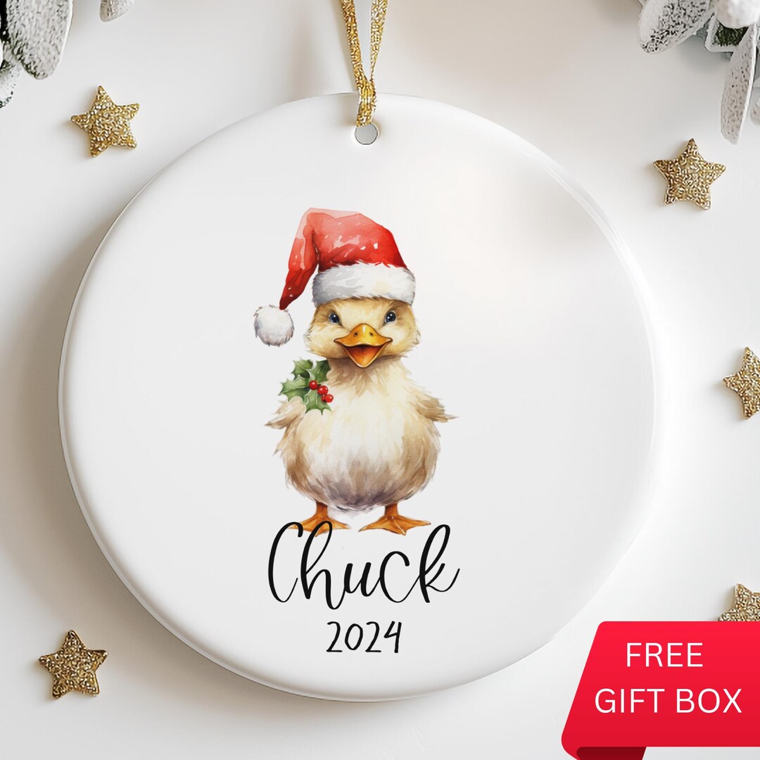 Cute Baby Duck Christmas Ornament for Girl With Name Custom Keepsake ...