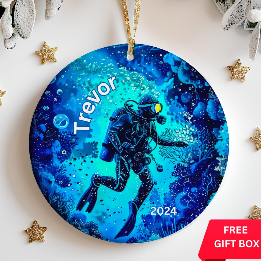 Personalized Scuba Diver Ornament Undersea - Scuba Tree Ornament, Scuba ...