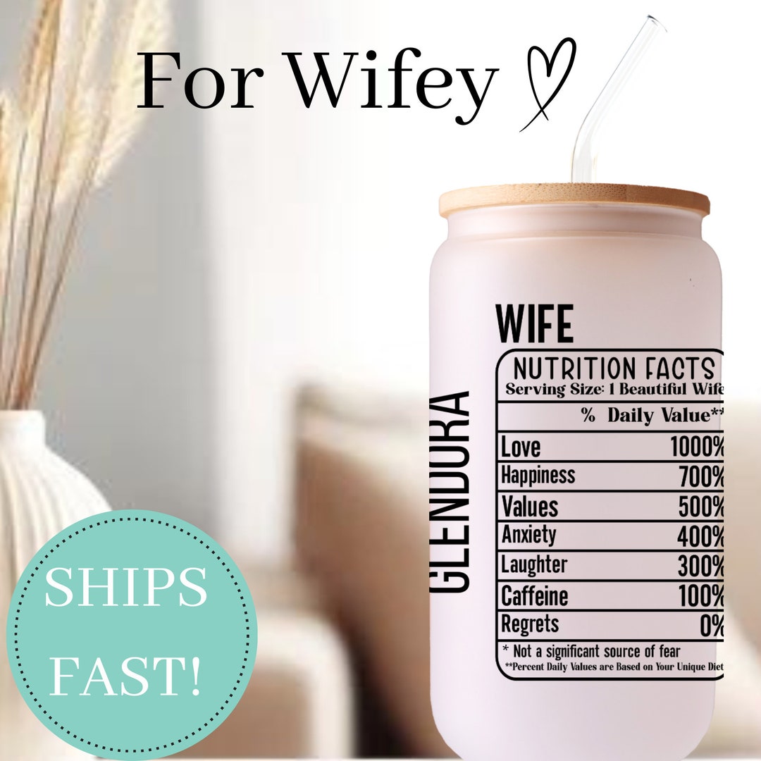 Wife Nutrition Fun Facts Iced Coffee Cup Gift for Wife on Mother's Day ...