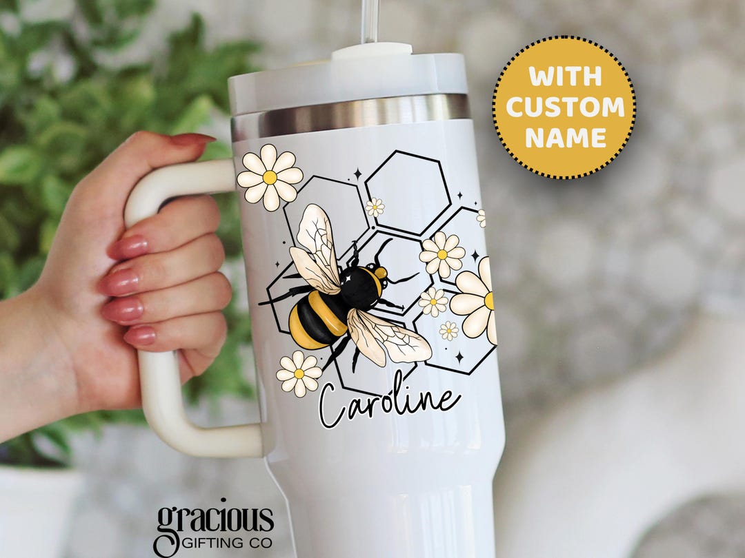 Custom Bee Gift Tumbler 40 Oz Summer Tumbler Personalized Honeycomb ...