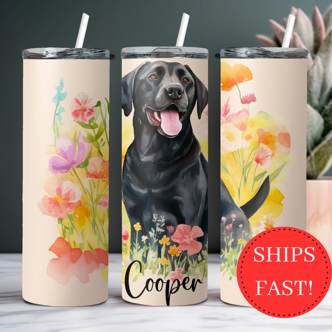 Personalized Black Lab Tumbler With Name, Black Labrador Gift for Her ...