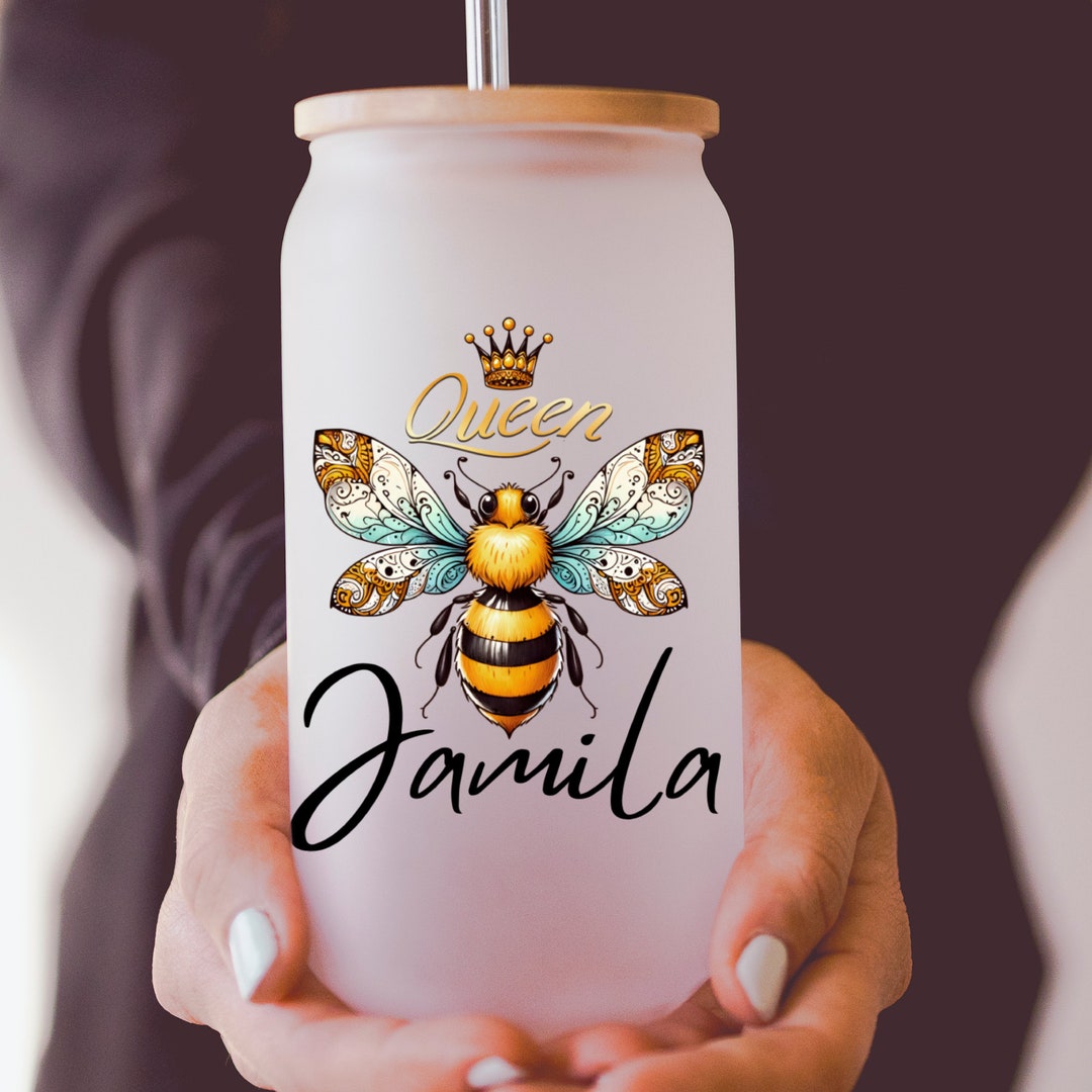 Queen Bee Personalized Frosted Glass Cup, Queen Bee Gift for Nature ...