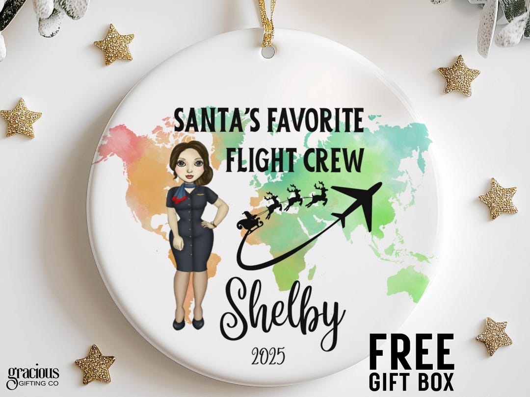 Personalized Flight Crew Ornament Gift- Flight Attendant Stewardess ...