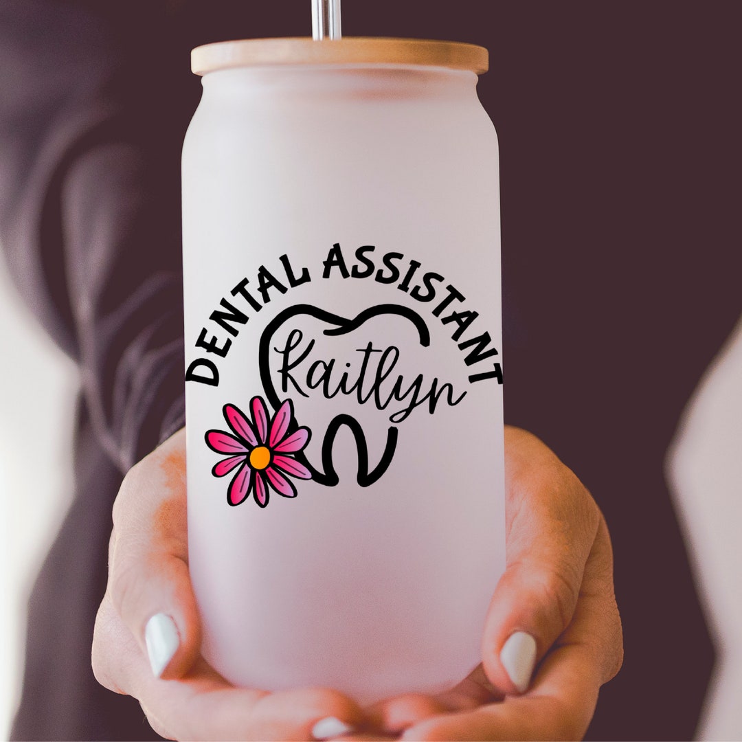 Personalized Dental Assistant Gift, Dental Iced Coffee Glass, Dental ...
