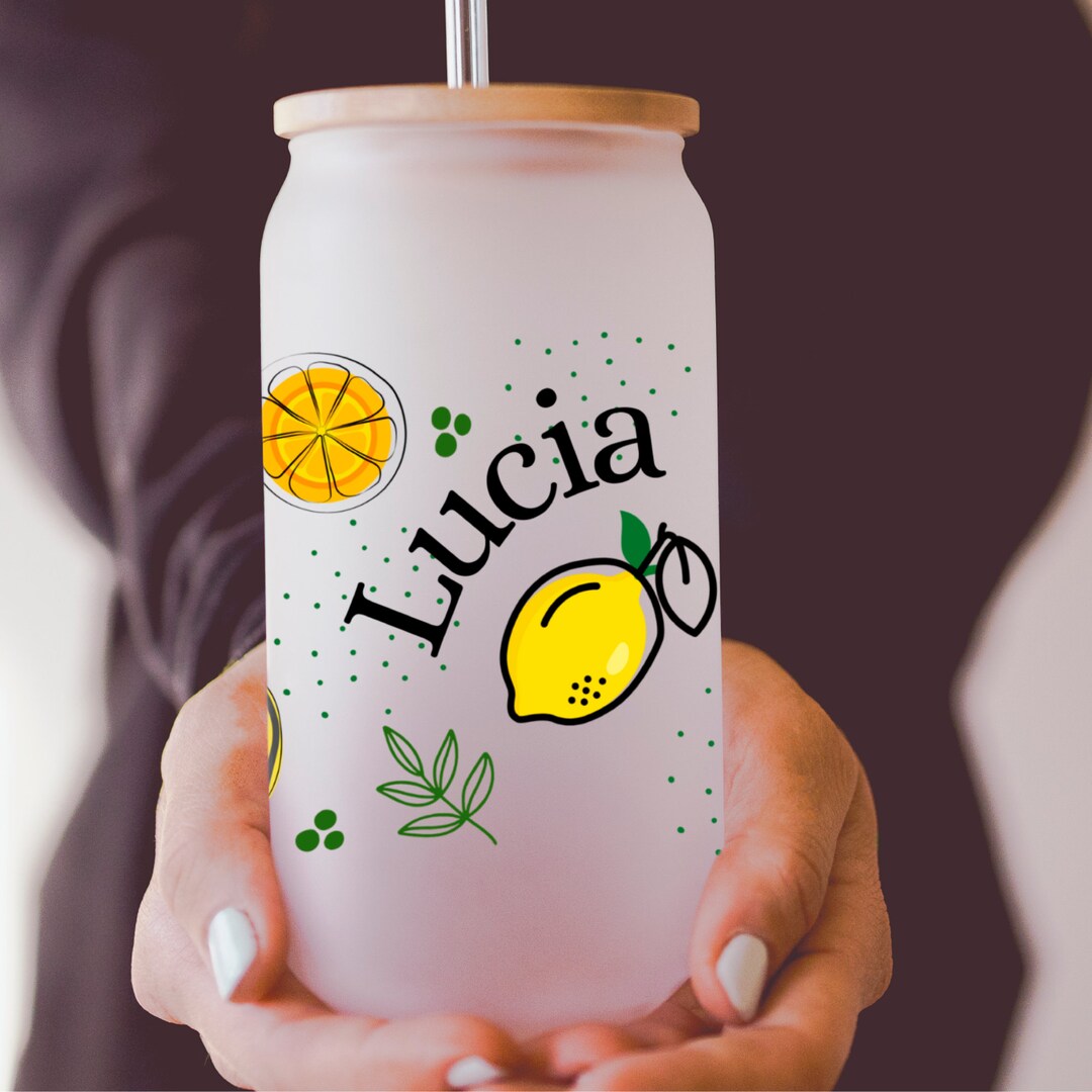 Personalized Lemon Glass Tumbler, Lemon Tumbler, Cute Iced Tea Cup ...