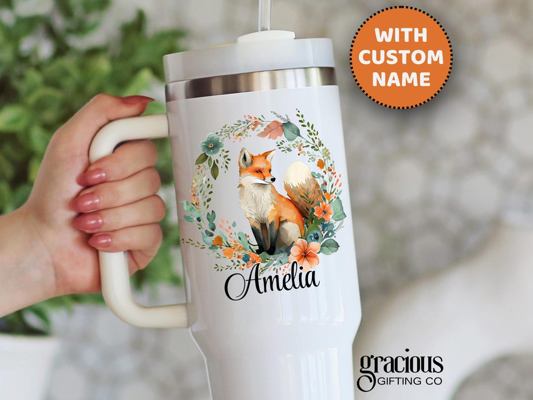 Cute Fox Gift Tumbler Personalized Cottagecore Fox Tumbler 40 Oz With ...